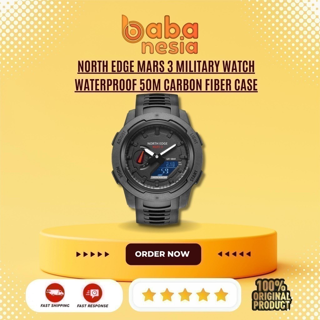 Jual NORTH EDGE MARS 3 Military Watch Waterproof 50M Carbon Fiber Case ...