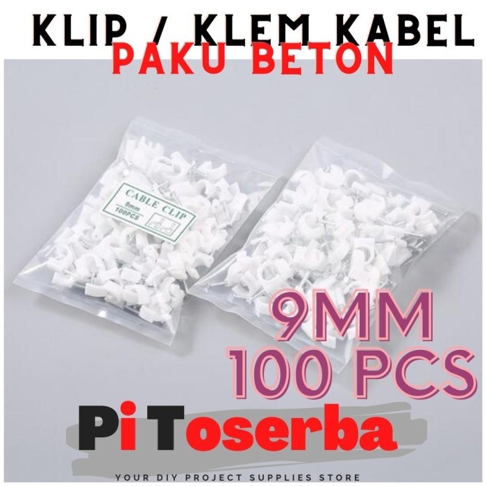 Jual Klem Kabel / Cable Clip 9mm Isi 100 Pcs Paku Beton Asli Kuat 9 mm ...