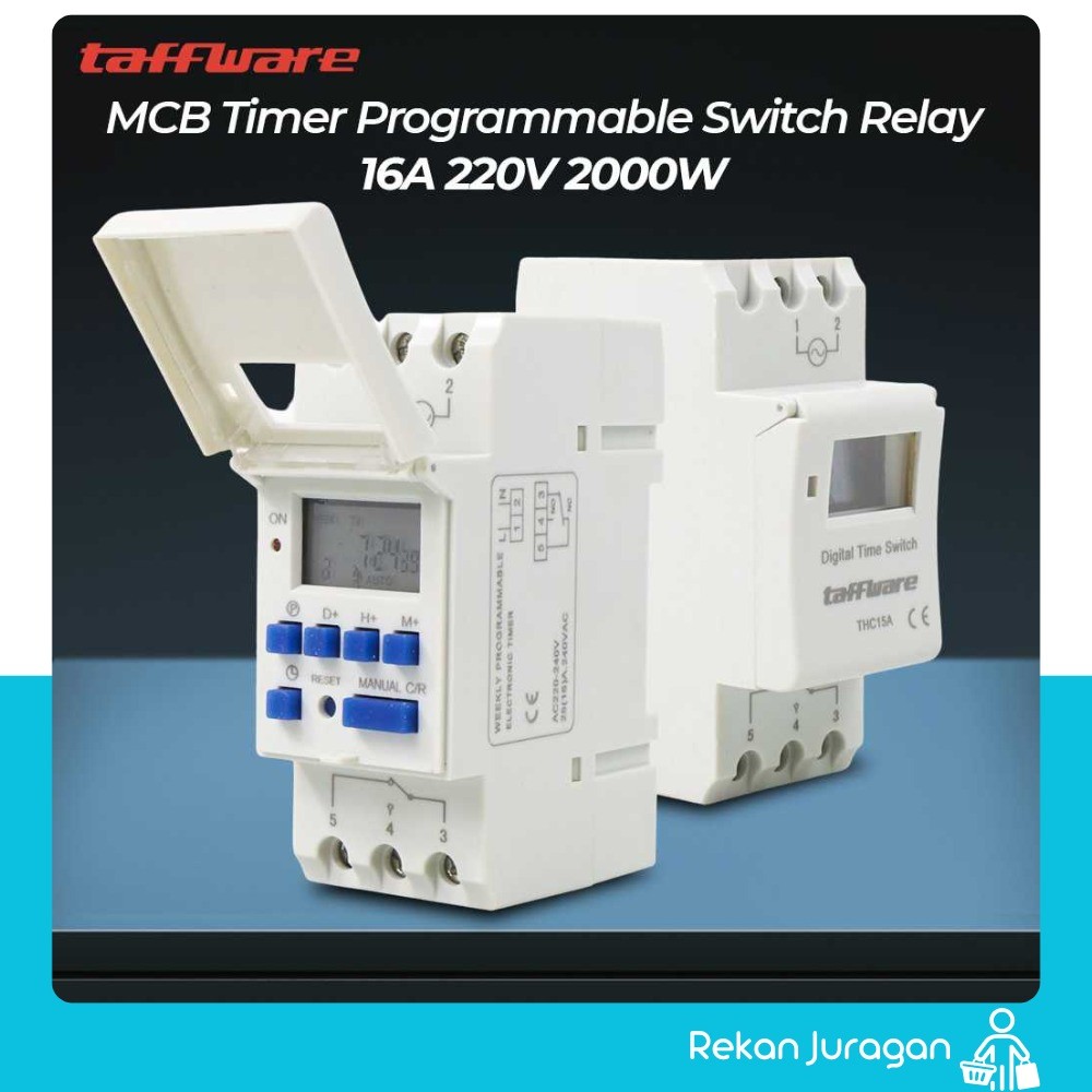 Jual Taffware Programmable Digital Timer Switch 28 Program 220V/25A(16A ...