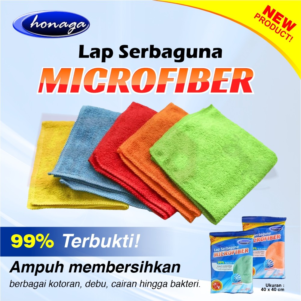 Jual Lap Microfiber Serbaguna Tebal Lembut 40 x 40 Merk Honaga Daya ...