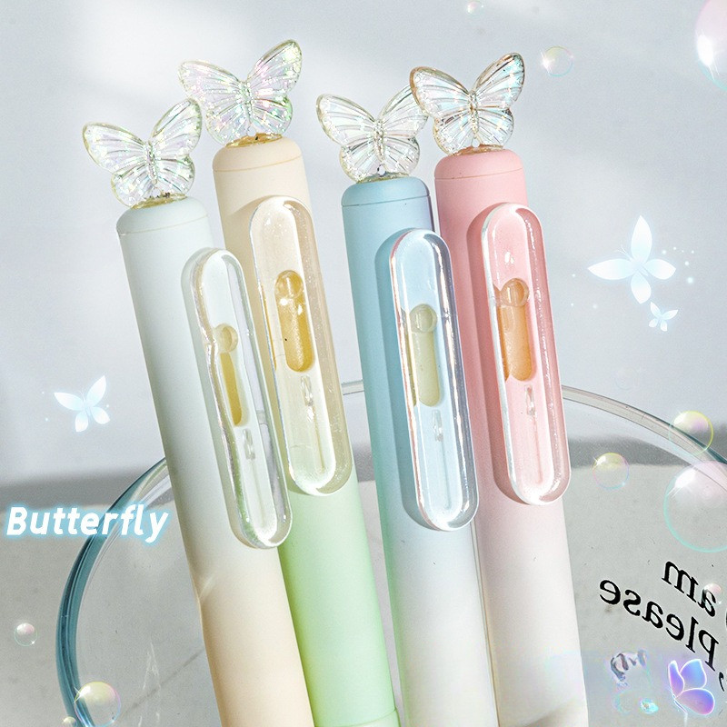Jual [HARU] Aurora Butterfly Series Mechanical Pen Pena Tekan Pena Lucu Pulpen Aesthetic Gel ...