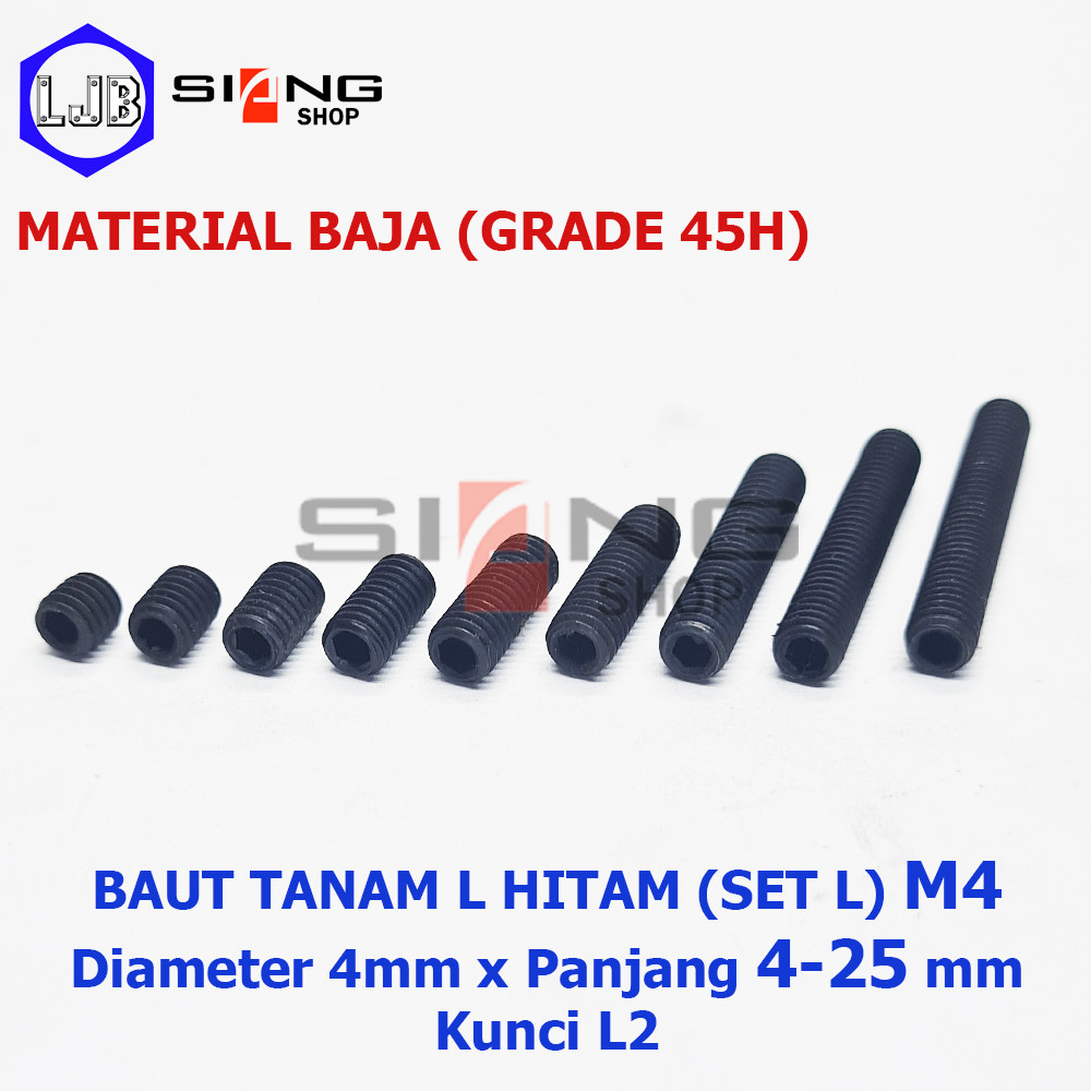 Jual Per 50bj Baut Tanam L M4 Baja Hitam Panjang 4 sd 25mm (Set L) | Shopee Indonesia