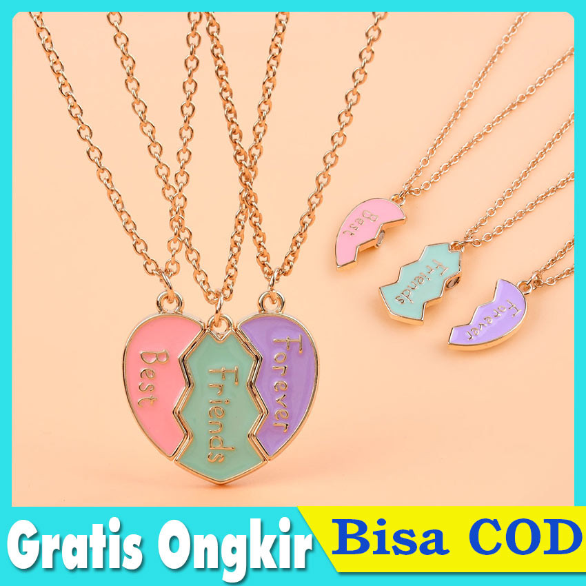 Jual 3pcs Set Kalung Persahabatan - Liontin Love Heart Rusak & Kupu ...