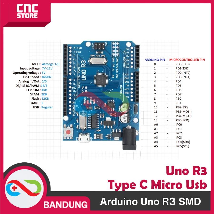 Jual ARDUINO UNO R3 ATMEGA328P SMD CH340 ATMEGA328P MICRO USB IC PB - A | Shopee Indonesia