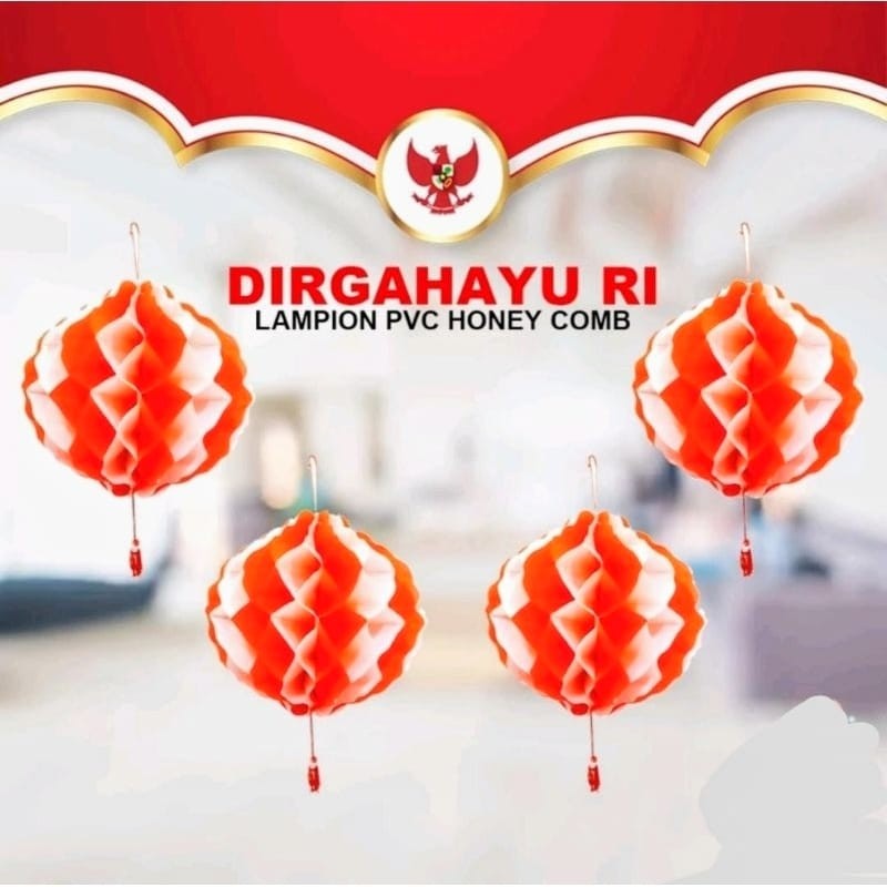 Jual Lampion Lipat Plastik 2 pcs Honeycomb Merah Putih DIrgahayu HUT RI ...