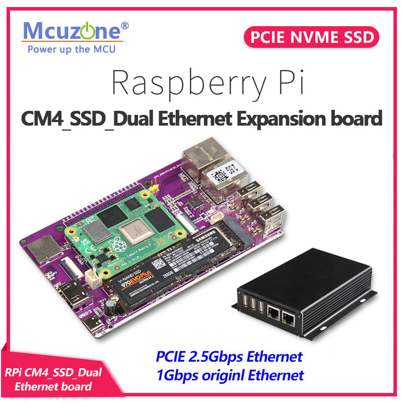 Jual Raspberry Pi CM4_SSD_Daul Ethernet Expansion board,PCIE 2.5Gbps ...