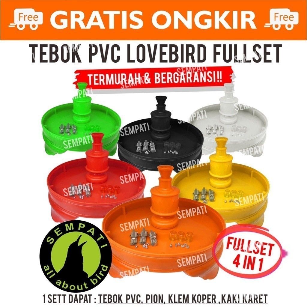 Jual SEMPATI TEBOK LOVEBIRD PVC + PION + KLEM KOPER + KAKI KARET TEBOK ...