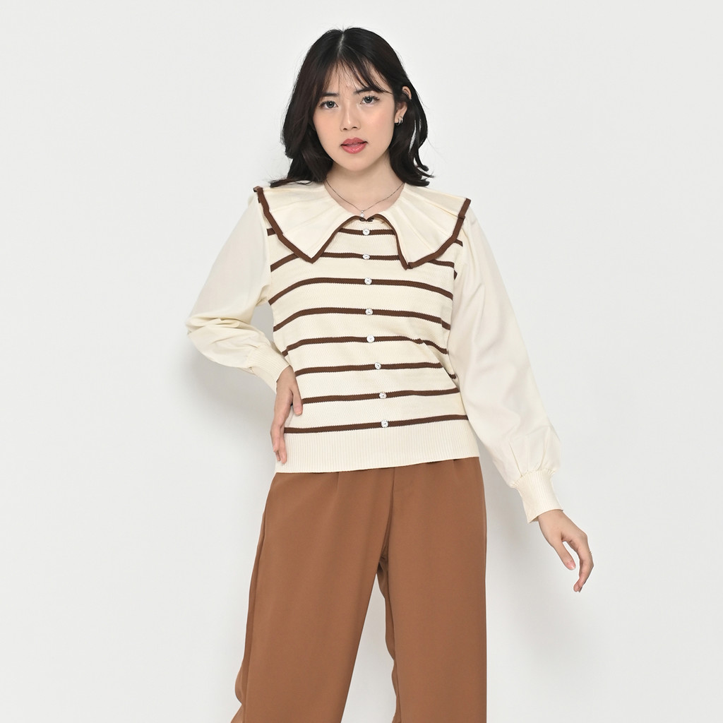 Jual QUEENTIN Sweater Wanita Rajut 6836 Chevron Knit Stripe Kombinasi ...