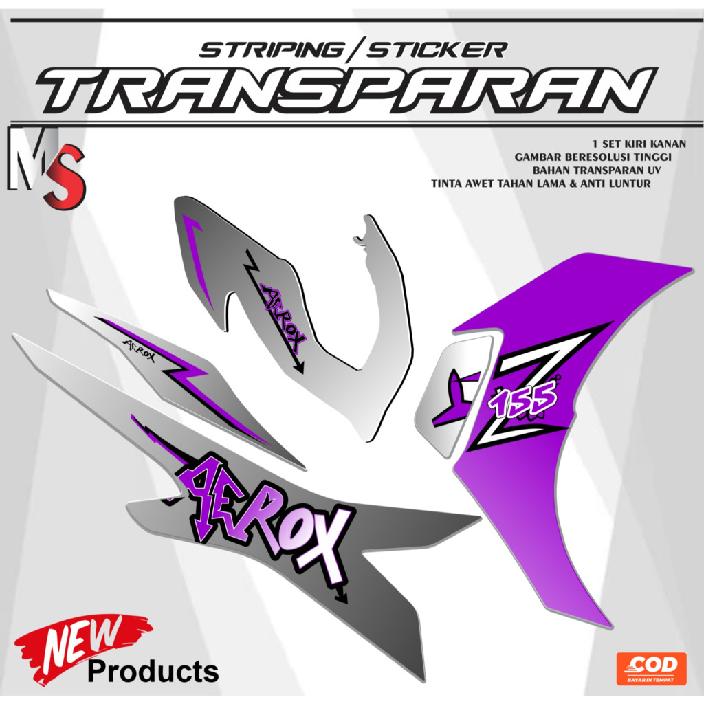 Jual STRIPING STICKER TRANSPARAN AEROX ALL NEW 155 NVX CONNECTION MOTIF ...