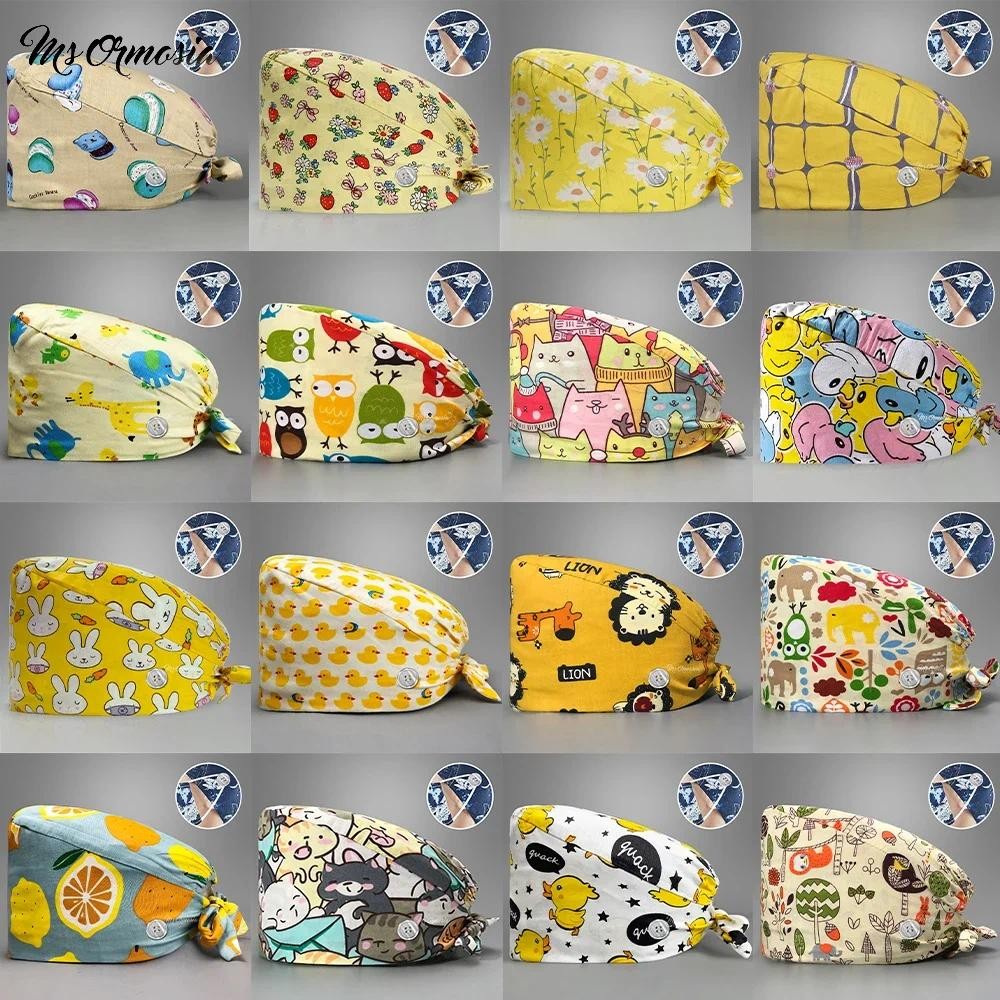 Jual Cartoon Printed Scrubs Caps Woman Surgical Caps Pet Shop Scrubs ...