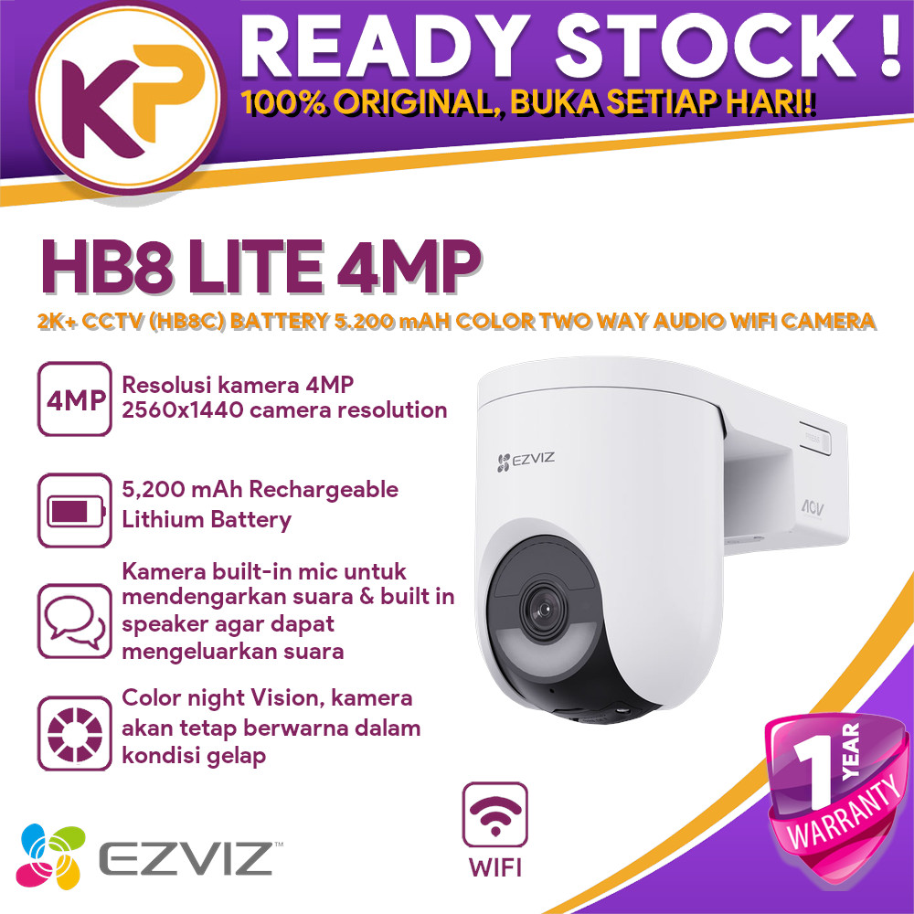 Jual EZVIZ HB8 LITE 4MP 2K + CCTV OUTDOOR BATTERY 5.200 MAH COLOR TWO ...