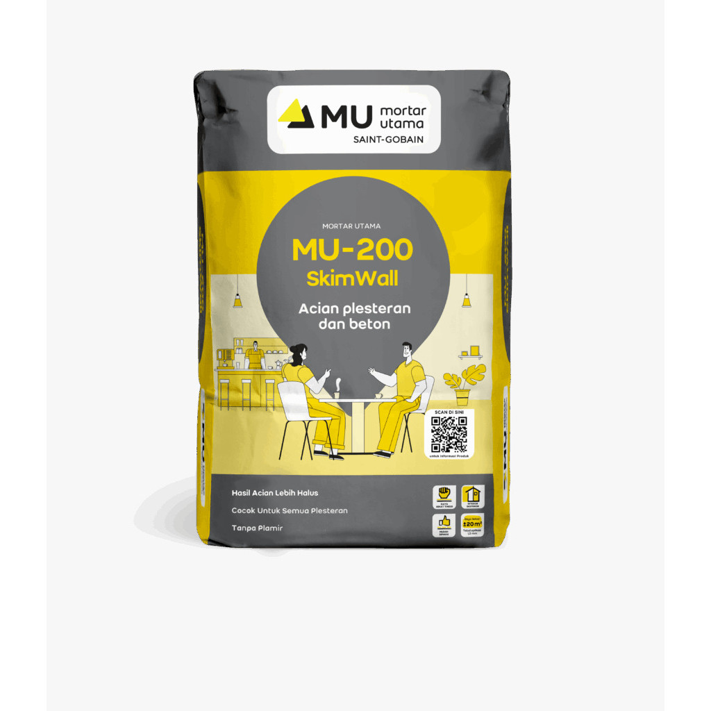 Jual TERHEMAT MORTAR UTAMA MU-200 SKIMWALL ACIAN & PLESTERAN BETON 40KG ...