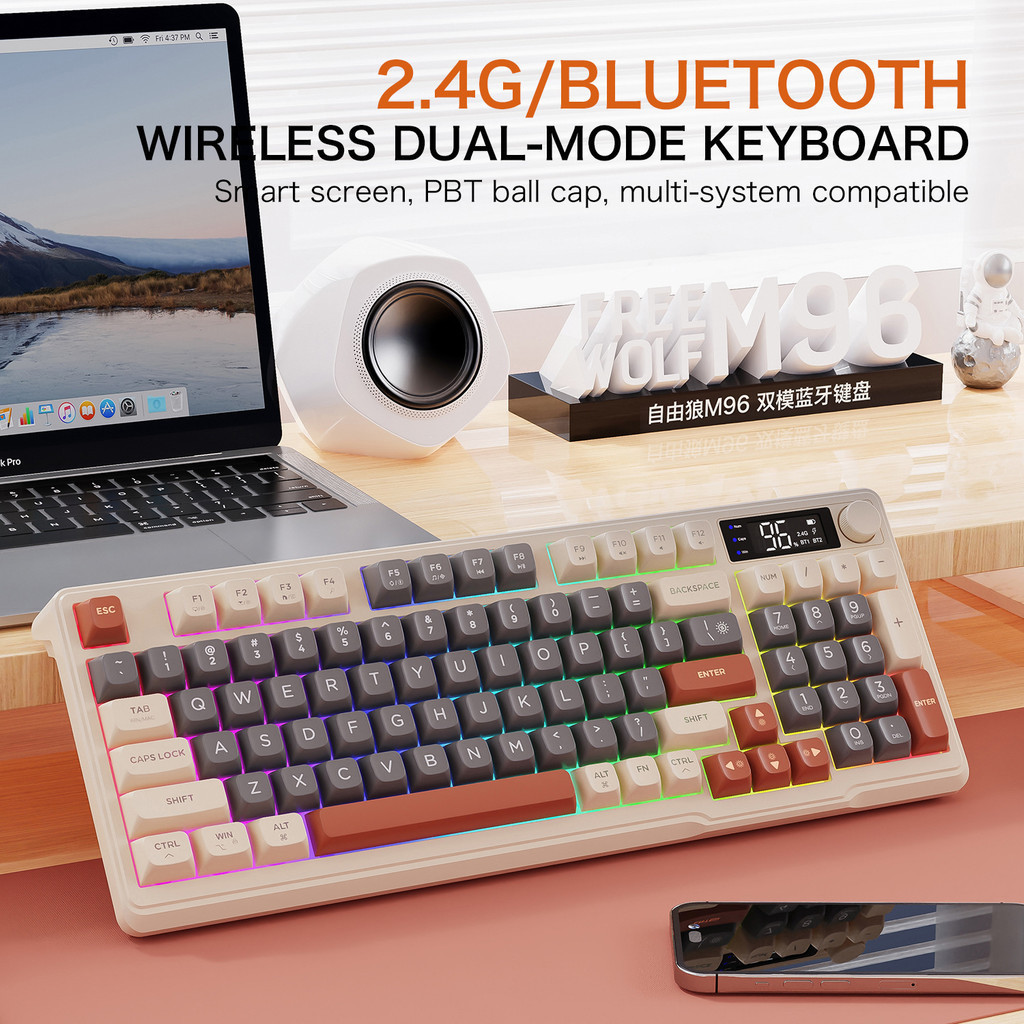 Jual K96 Wireless Bluetooth Dual-Mode Keyboard with Electronic Display ...
