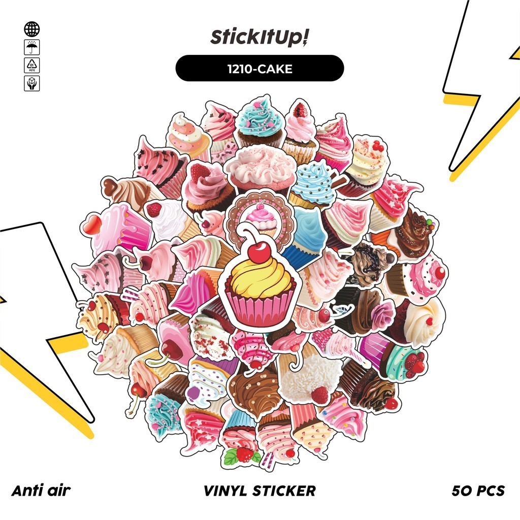 Jual COD 100 Pcs Stiker Kue Lezat/Delicious Cake v2 Lucu Aesthetic ...