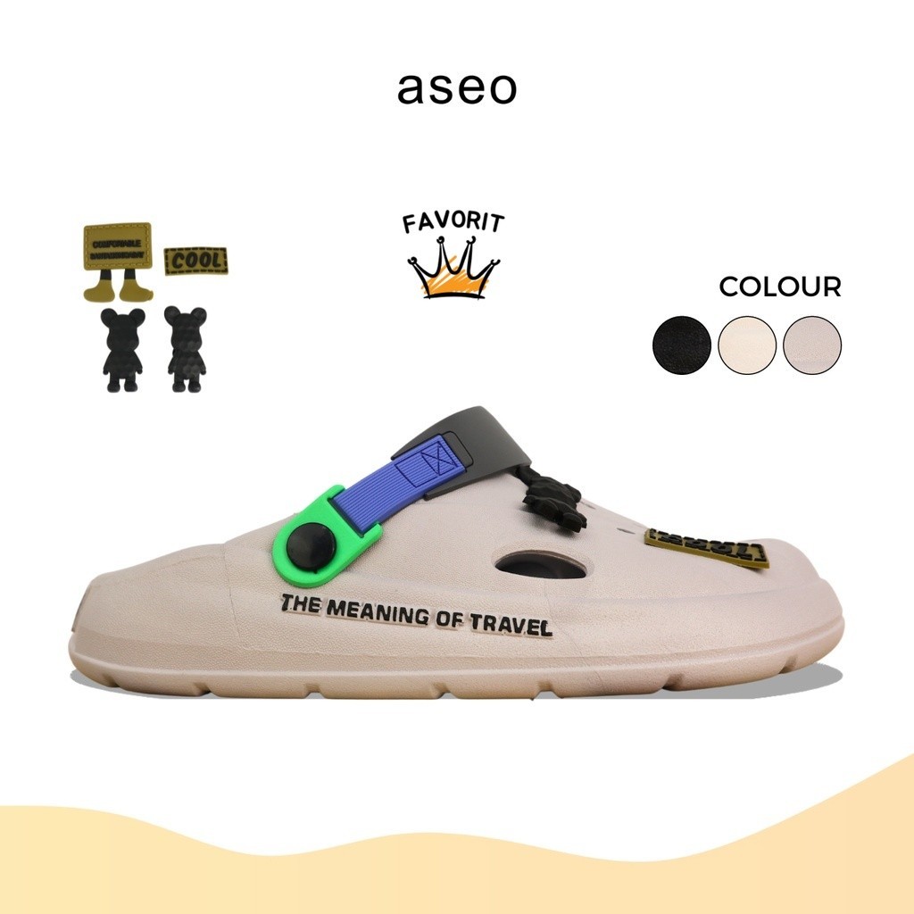 Jual Aseo Sendal Pria Wanita Sandal Slip On Karet Baim Clog Favorit ...