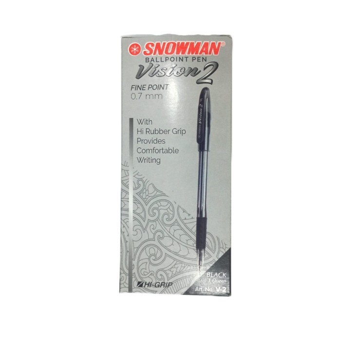 Jual Ballpoint Snowman V-2 0.7mm Hitam (1 Pack isi 12 Pcs) | Shopee ...