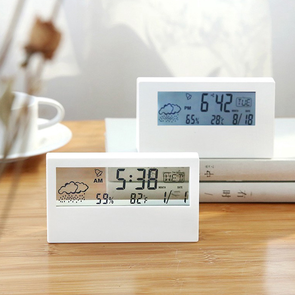 Jual Thermo-Hygrometer Clock Creative Weather Display Electronic Alarm ...