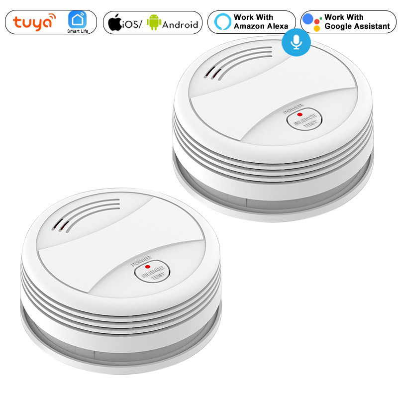 Jual Wifi Smart Smoke Detector Independent Voice Tuya Fire Alarm Smoke ...