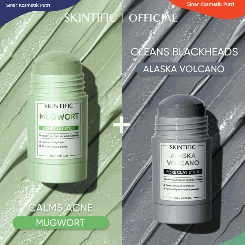 Jual SKINTIFIC - Alaska Volcano Pore Clay Stick 40g | Mugwort Acne Clay ...