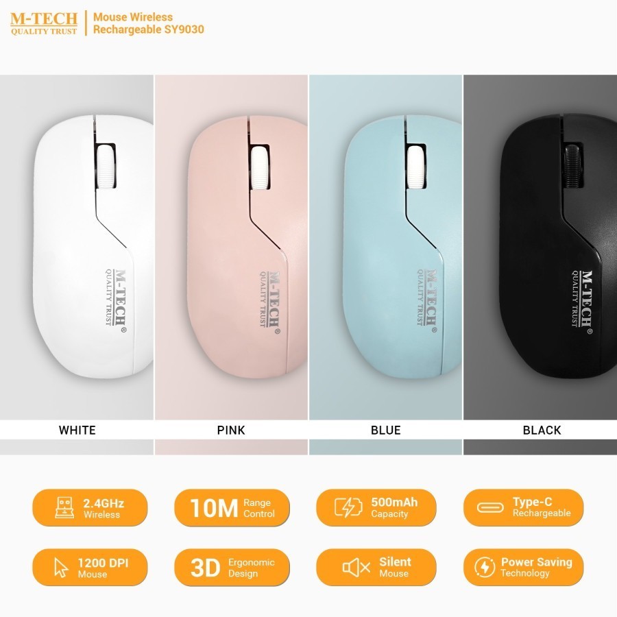 Jual MOUSE WIRELESS M-TECH SY-9030 2.4GHZ RECHARGEABLE SILENT CLICK (MC ...
