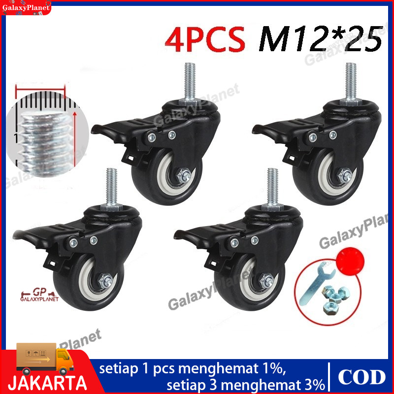 Jual 4PCS Roda Kastor Castor Caster 2 Inch Warna Orange dan Hitam Tebal ...