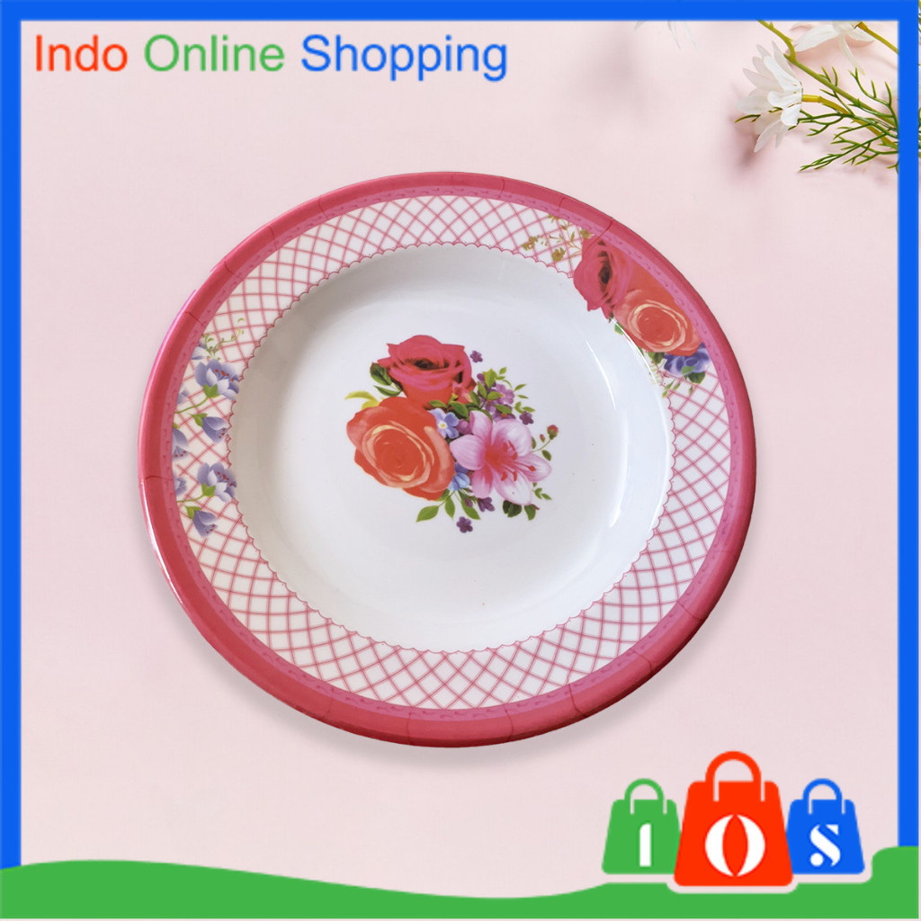 Jual Piring Bahan Melamin Motif Variasi Bunga Mawar Cantik Serbaguna ...