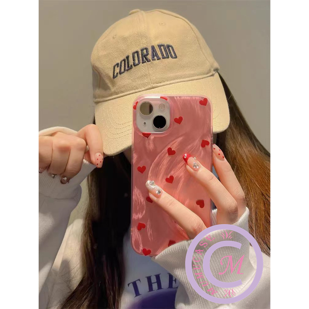 Jual case iPhone 13 hati kecil merah Casing ponsel cocok untuk iPhone ...