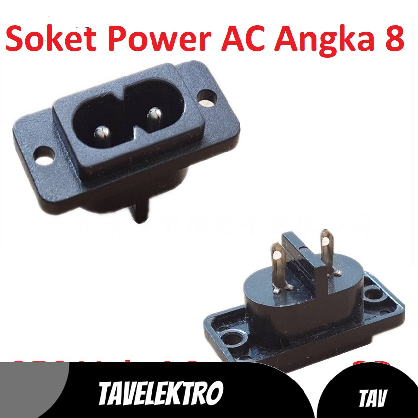 Jual Soket SoCket Switch Kabel Power AC PLN 220V 220 Volt angka 8 Colokan Listrik 2 lubang 2 Pin ...