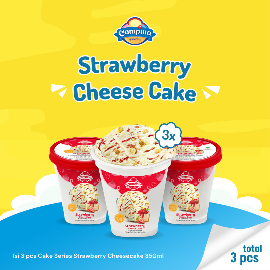 Jual Campina Cake Series Strawberry Cheese Cake 350ml - Es Krim ...