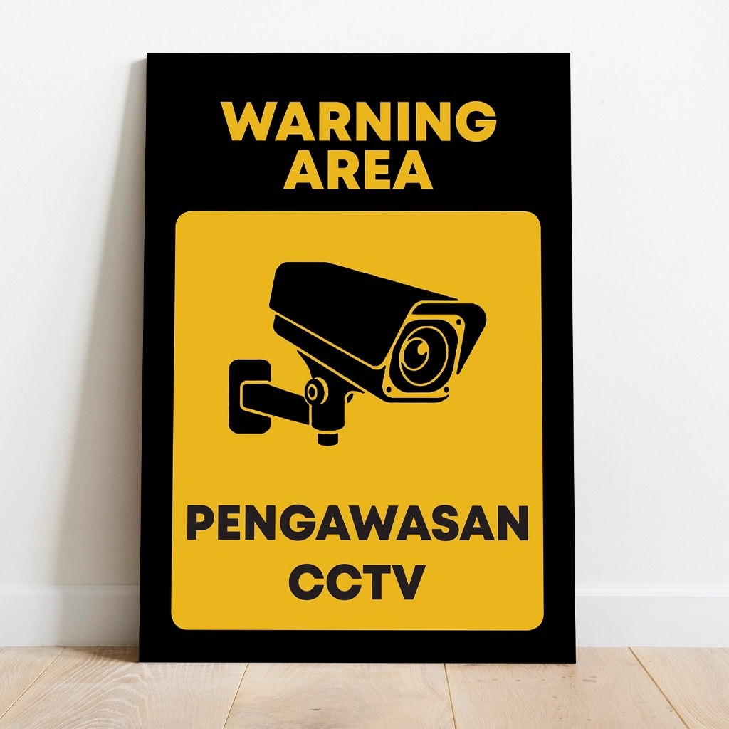 Jual Poster Warning Area Pengawasan CCTV Kayu MDF | Shopee Indonesia