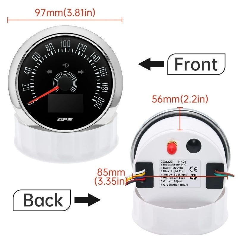 Jual gauge speedometer universal 12v 24v . pengukur kecepatan kendaraan ...