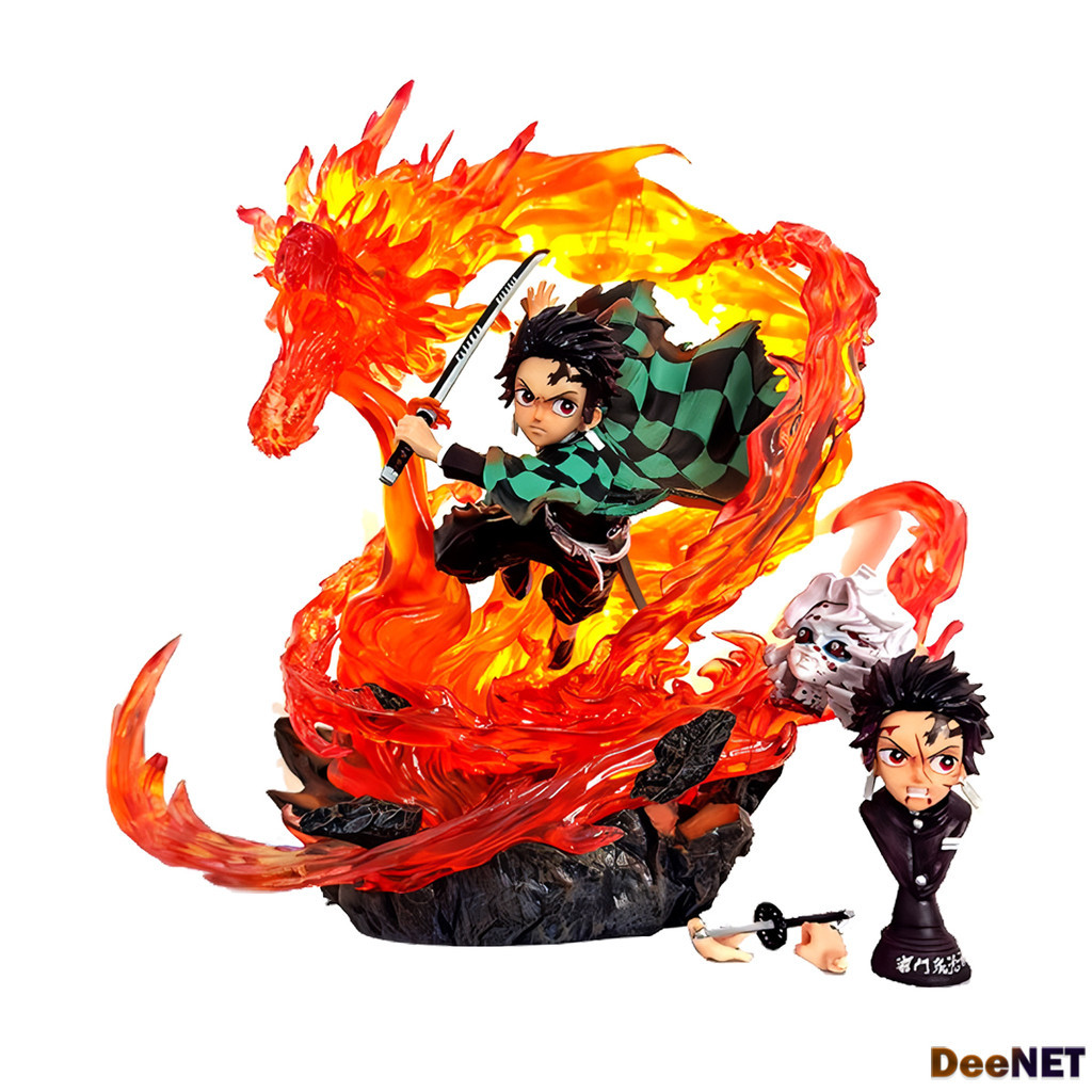 Jual Tanjiro Kamado Fire Dragon LED Light Kimetsu no Yaiba 30cm Action ...