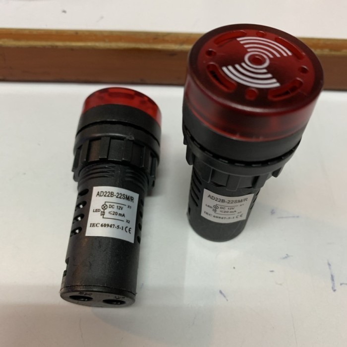 Jual Panel Buzzer 22mm 12V DC AD22B-22SM/R dilengkapi Lampu | Shopee ...