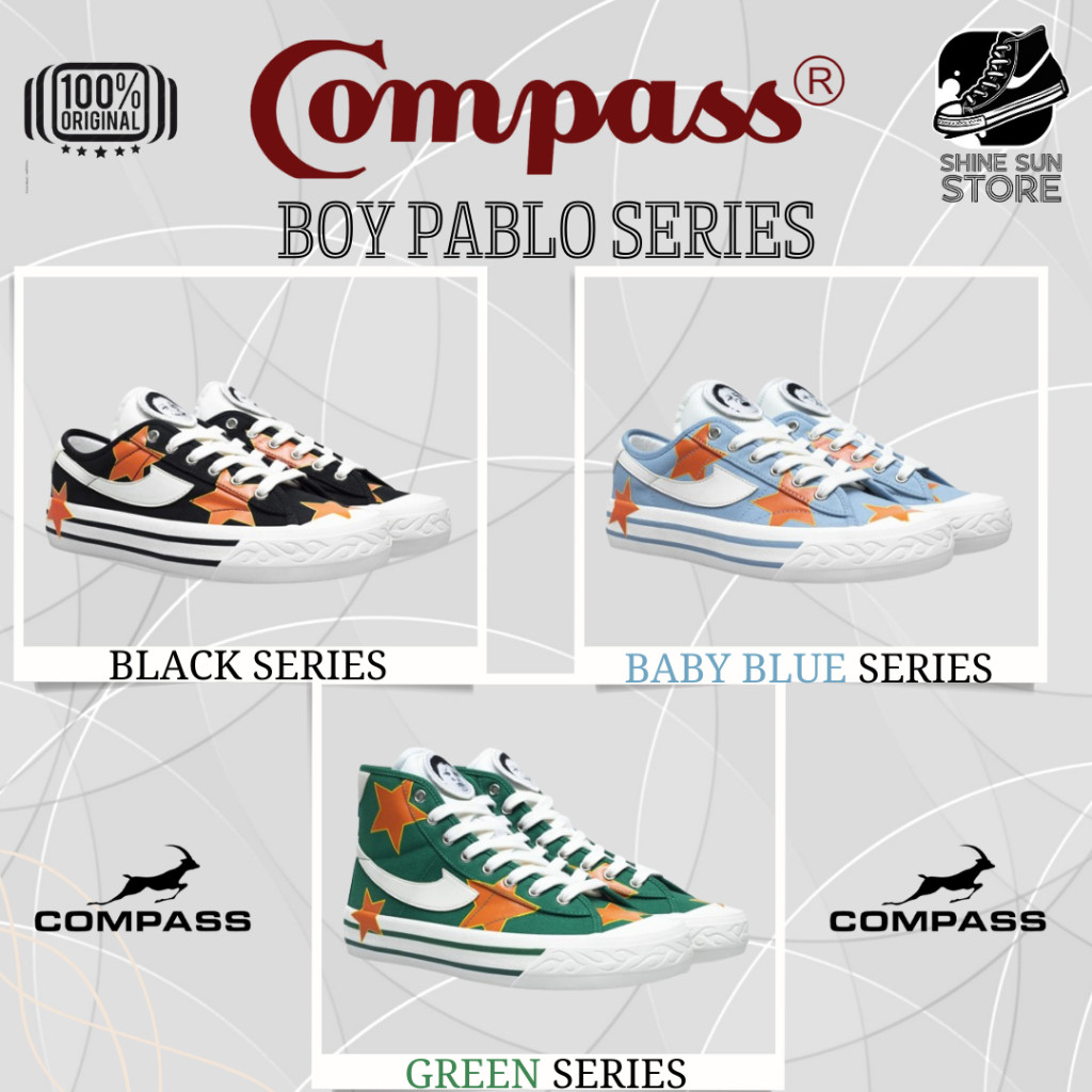 Jual [ORIGINAL] Sepatu Compass x Boy Pablo Black // Baby Blue // Green ...