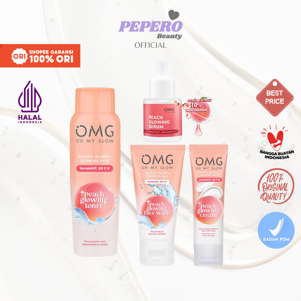 Jual OMG OH MY GLOW Peach Glowing Series - Serum | Cream | Toner | Face ...