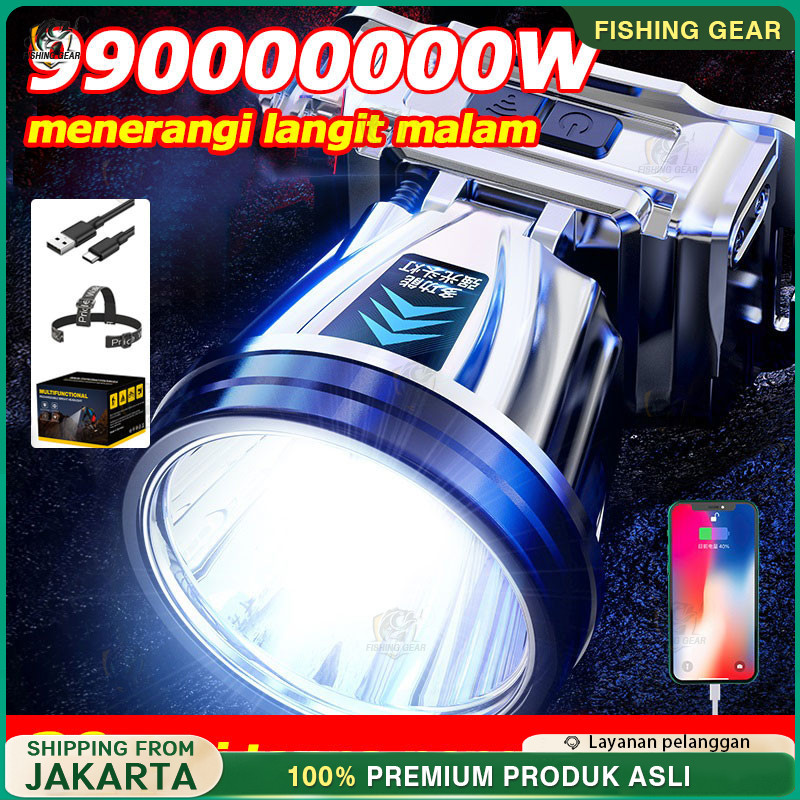 Jual 300W/500W Senter Kepala Headlamp Super Terang Outdoor Camping Berburu Hiking Lampu Senter ...