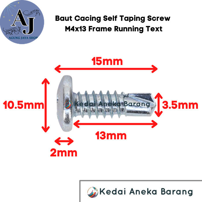 Jual AJstore - Baut Cacing Sekrup Skrup Self Taping Screw M4x13 Frame ...