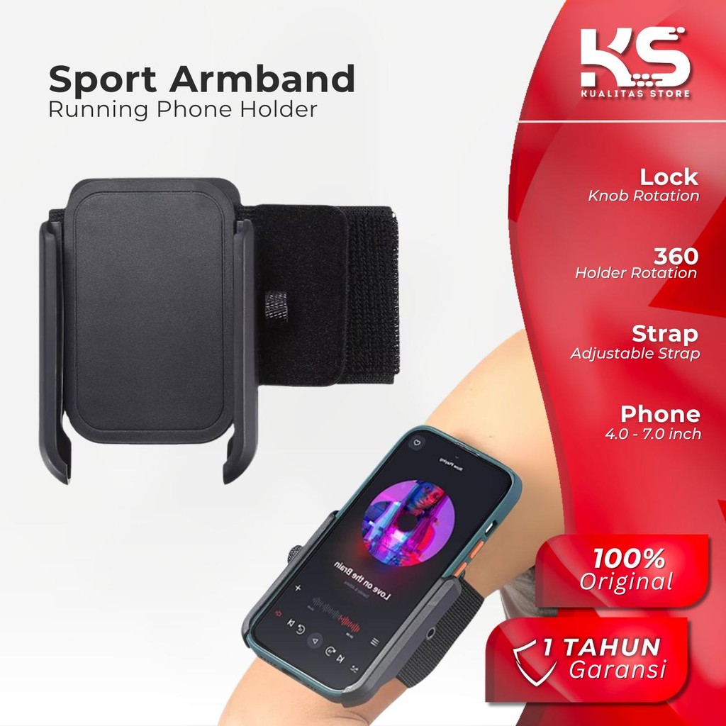 Jual Armband Wristband Sports Phone Holder Tempat Hp 360 Rotasi Untuk ...