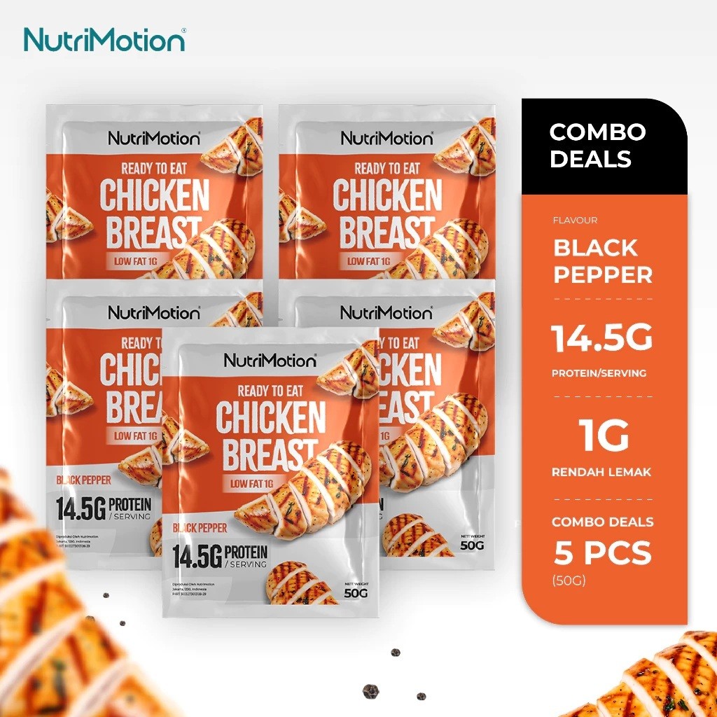 Jual NutriMotion Ready To Eat Chicken Breast Combo Pack (50g) - Black ...