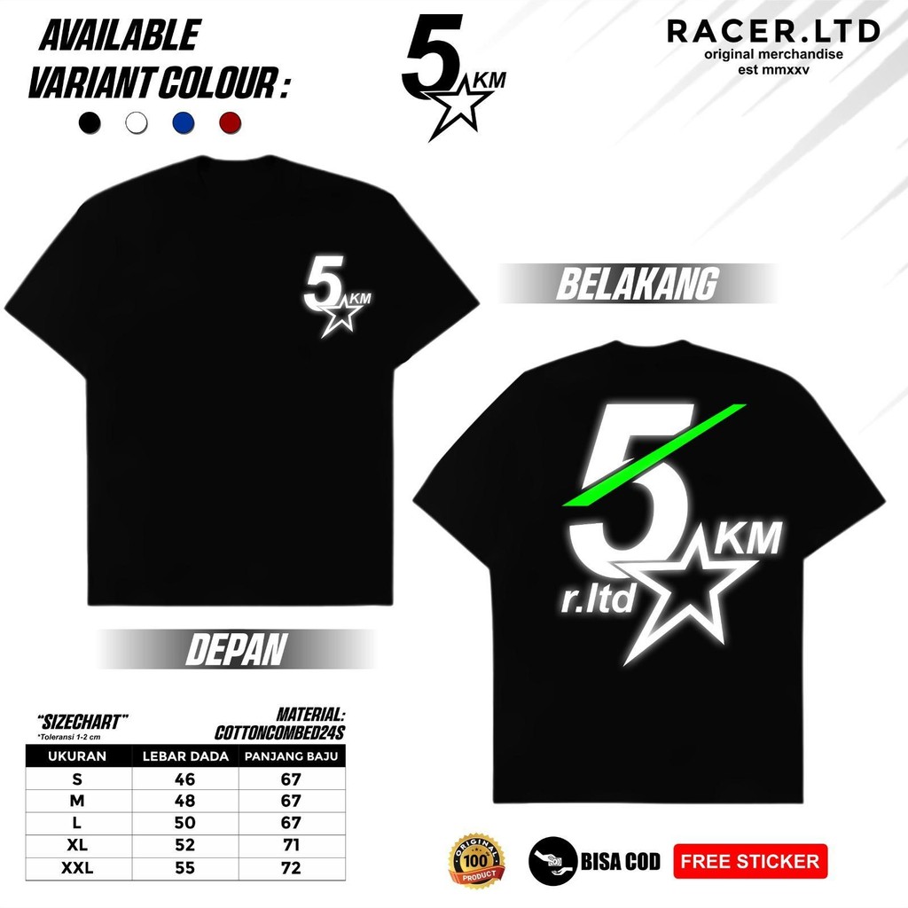 Jual KAOS REFLEKTIF DISTRO RACING 5KM T-SHIRT RACING 2 STROKE 4 STROKE ...