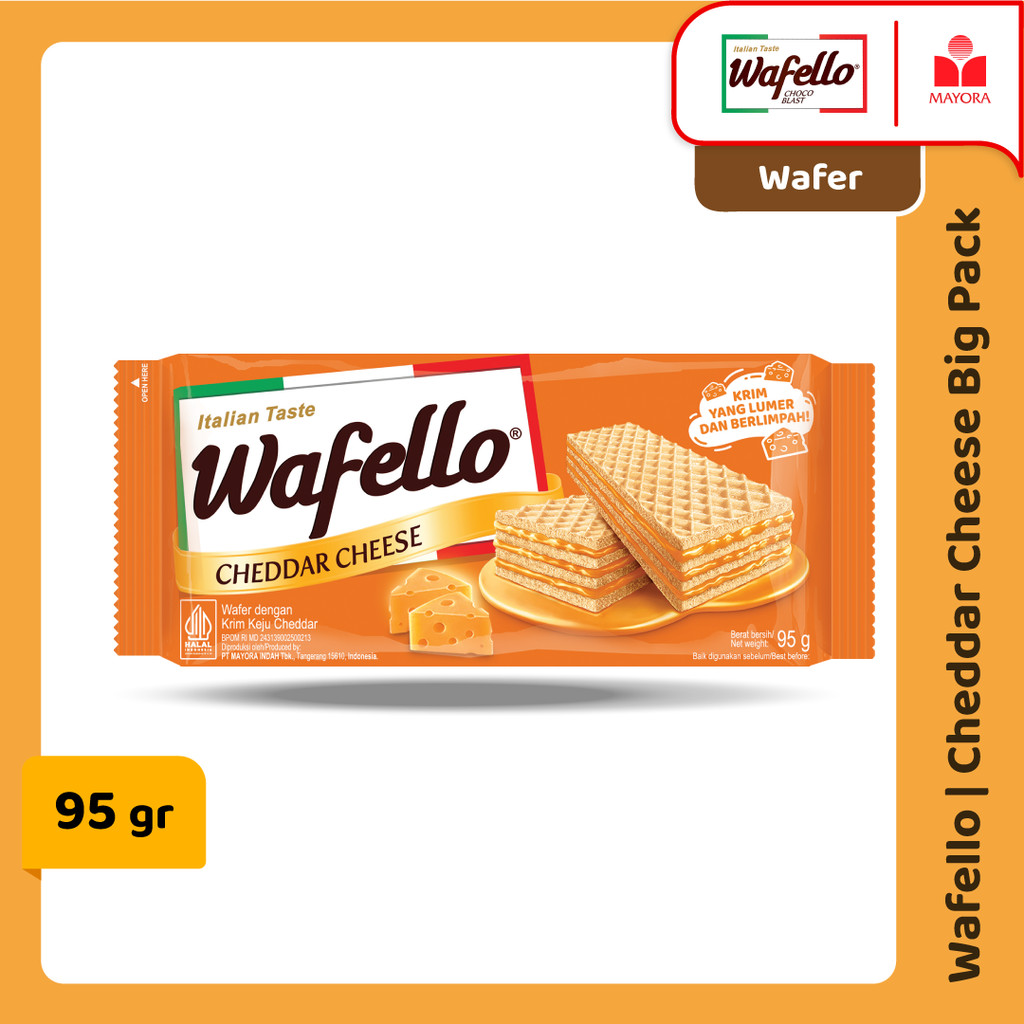 Jual Wafer Wafello Cheddar Cheese Big Pack 95 Gram | Shopee Indonesia