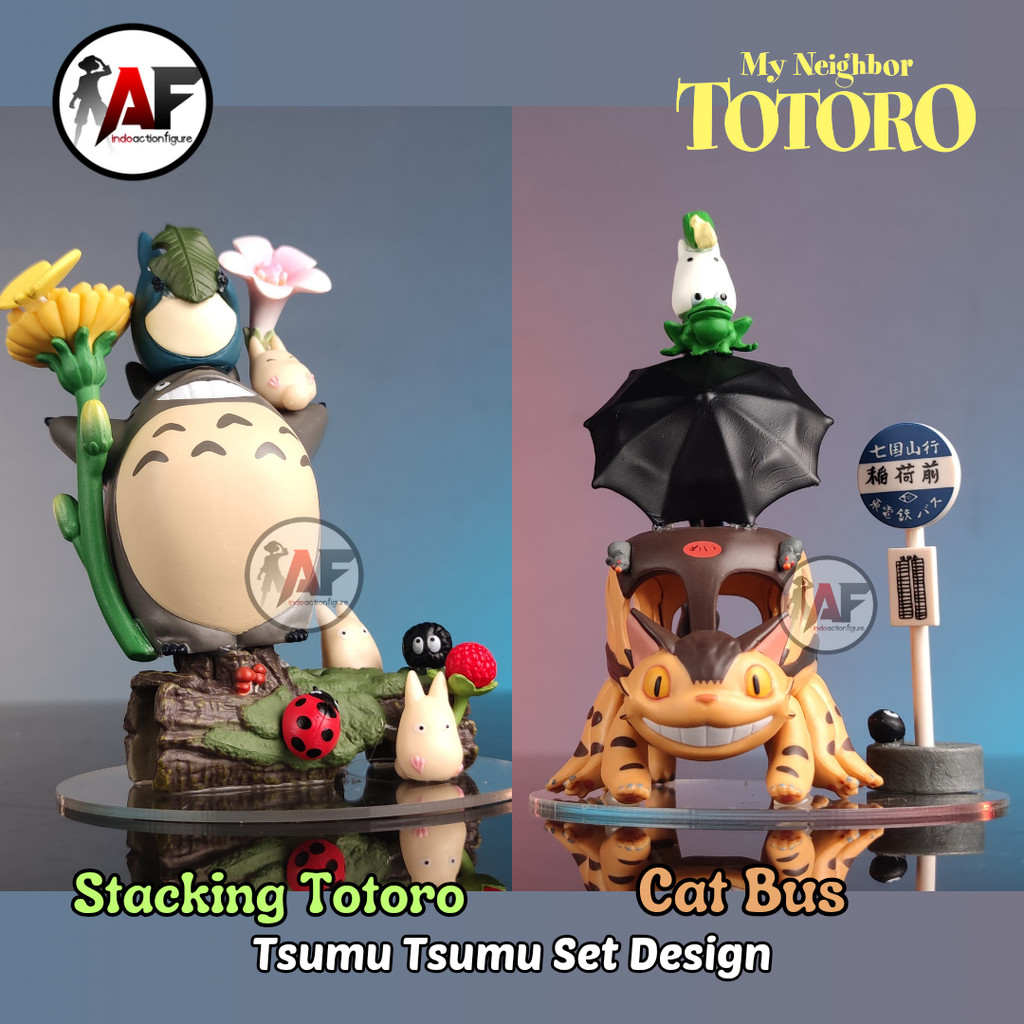 Jual Action Figure My Neighbour Totoro Stacking & Cat Bus Mini Figure ...