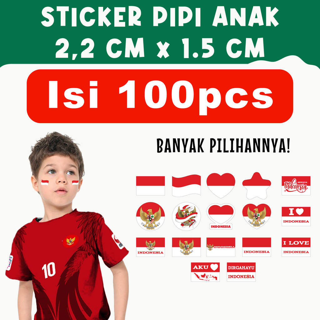 Jual Sticker Bendera Pipi ANAK Ukuran Kecil 2,2cm x 1,5cm INDONESIA isi ...