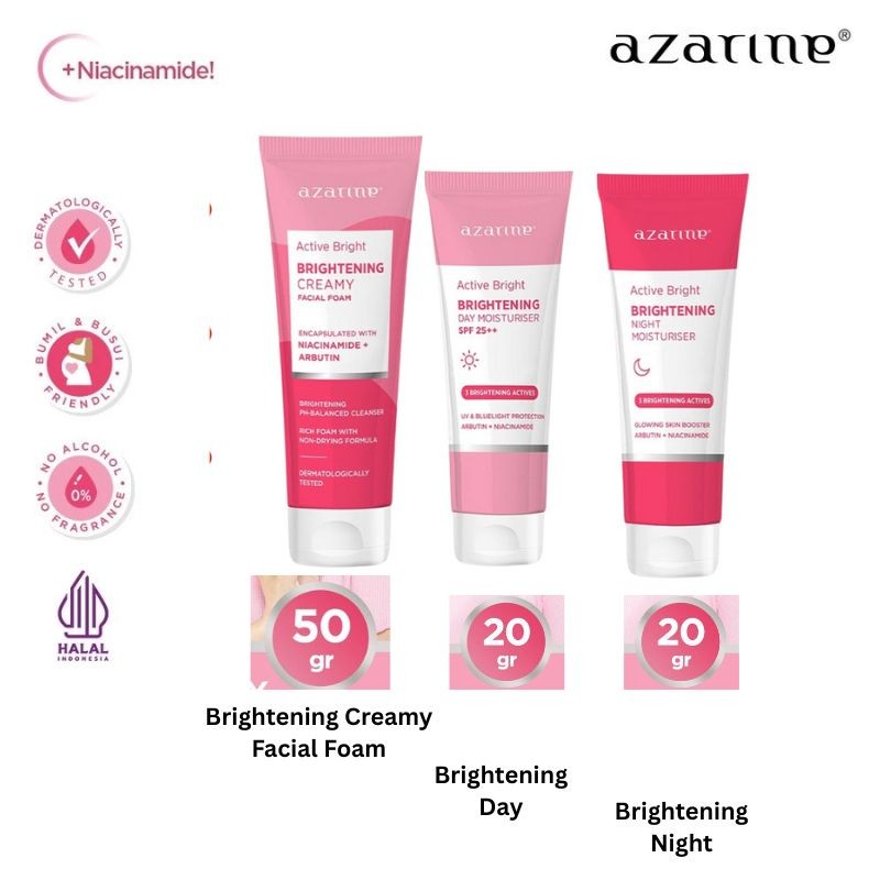 Jual Azarine Active Bright SERIES - Day & Night Moisturizer Facial Foam ...