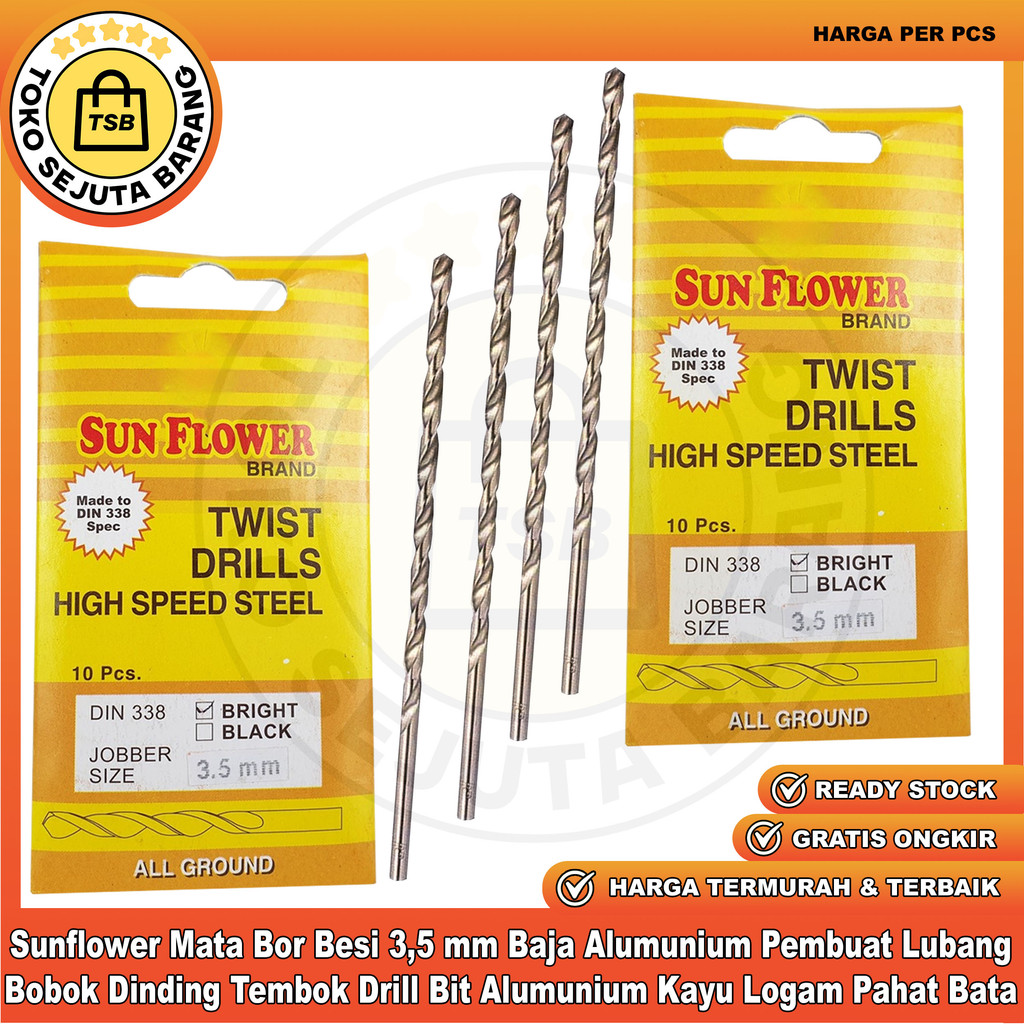 Jual Sunflower Mata Bor Besi 3,5 mm Sun Flower Baja Alumunium Pembuat ...