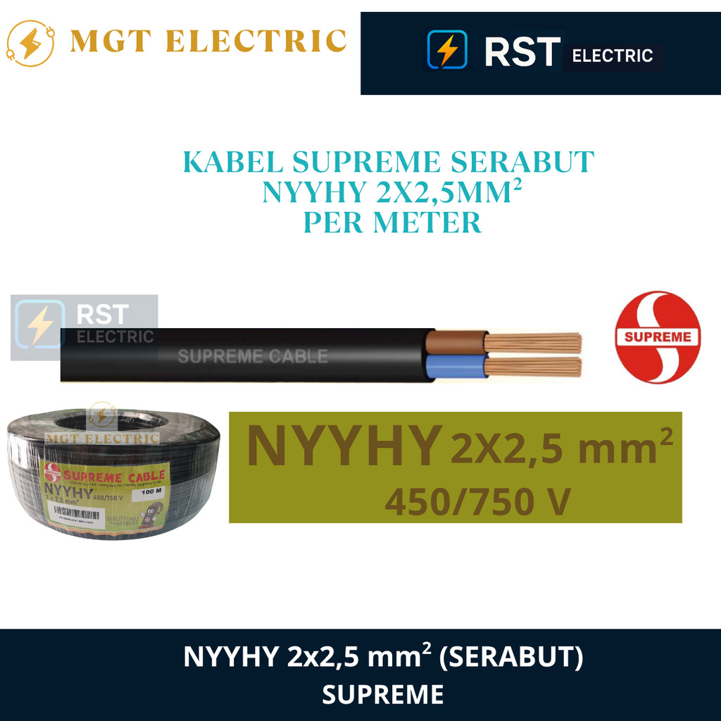 Jual SUPREME NYYHY 2X2.5MM / SUPREME NYYHY 2X2,5 MM ( ECERAN / METERAN / POTONGAN ) KABEL ...