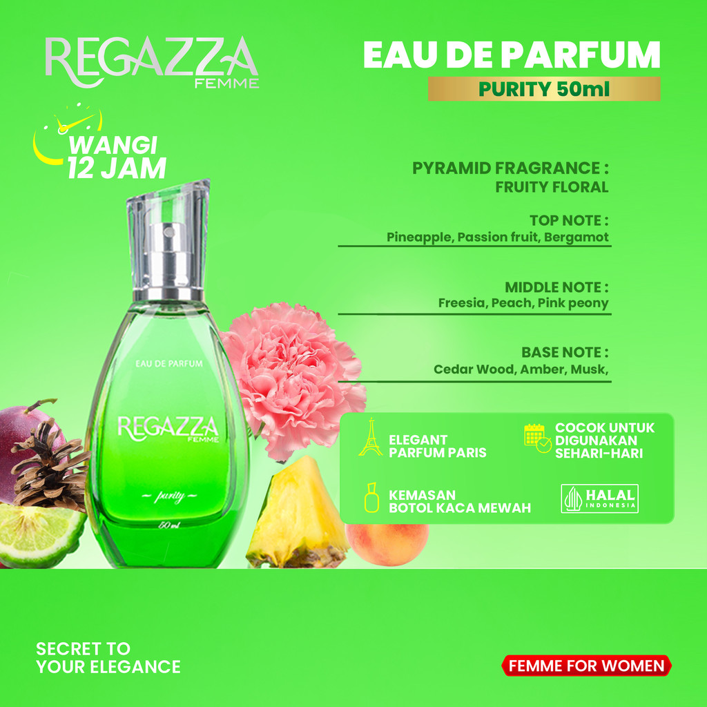 Jual Regazza Femme Eau De Parfum (EDP) Purity (Green, 50ml) | Shopee ...