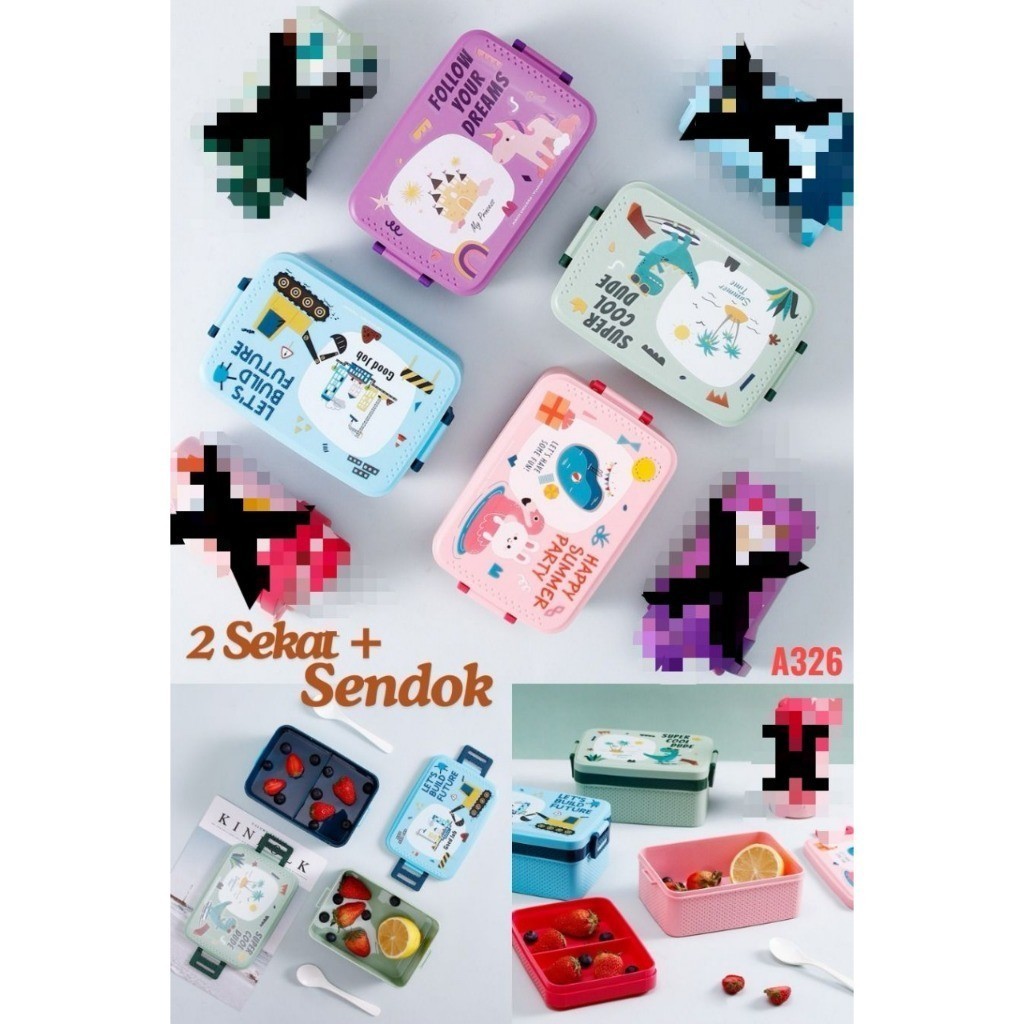 Jual LUNCH BOX SET - KOTAK BEKAL PLASTIK - KOTAK MAKAN ANAK KARAKTER ...