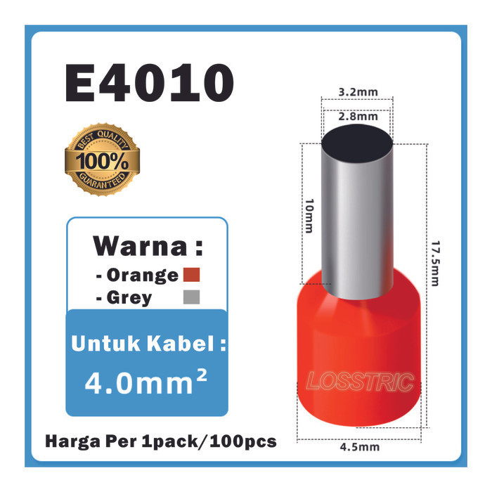 Jual SKUN INSULATED FERRULES WARNA E4010 4mm. | Shopee Indonesia