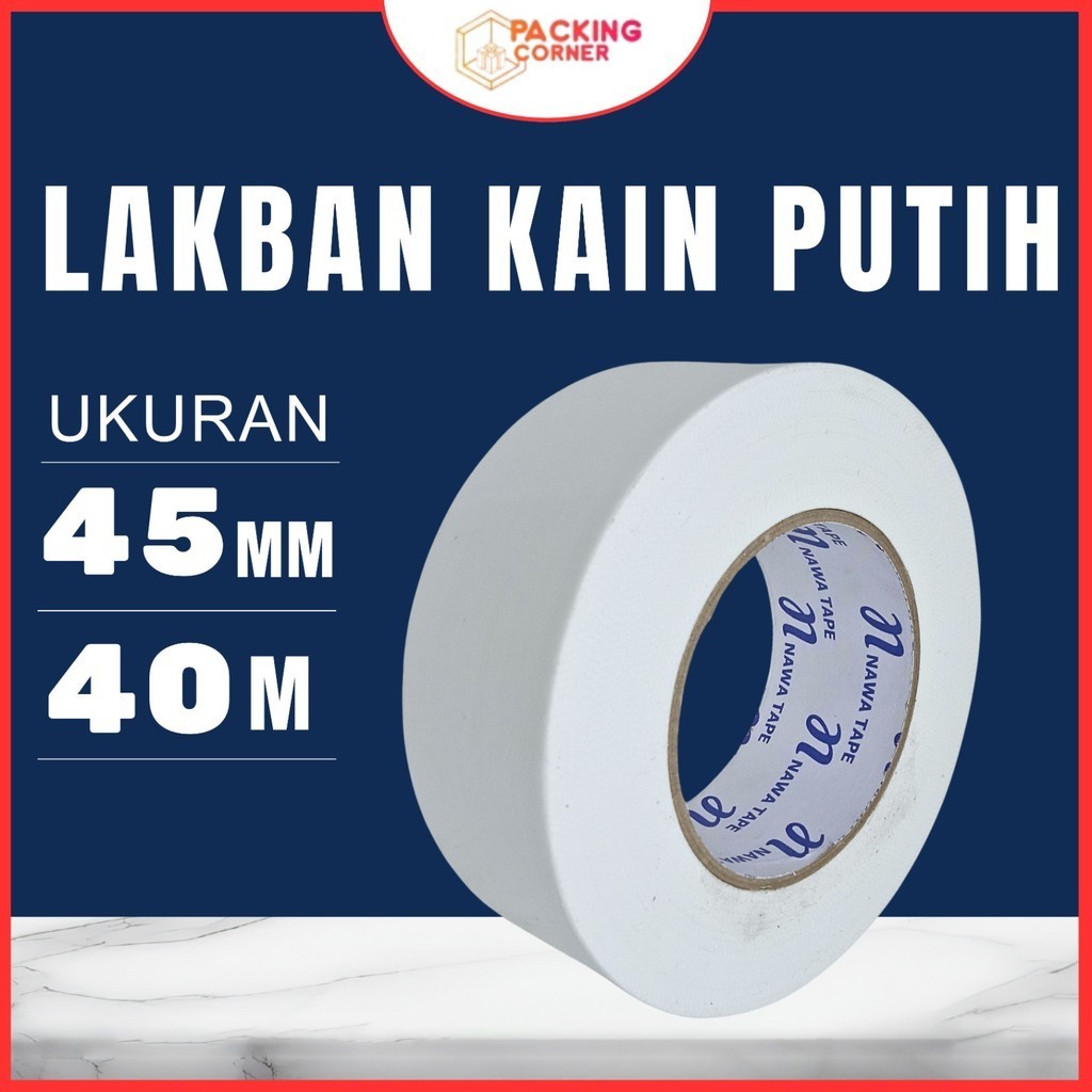 Jual Lakban Kain Cloth Tape Putih 45MM 40 Meter 40M Lakban Linen Lantai ...